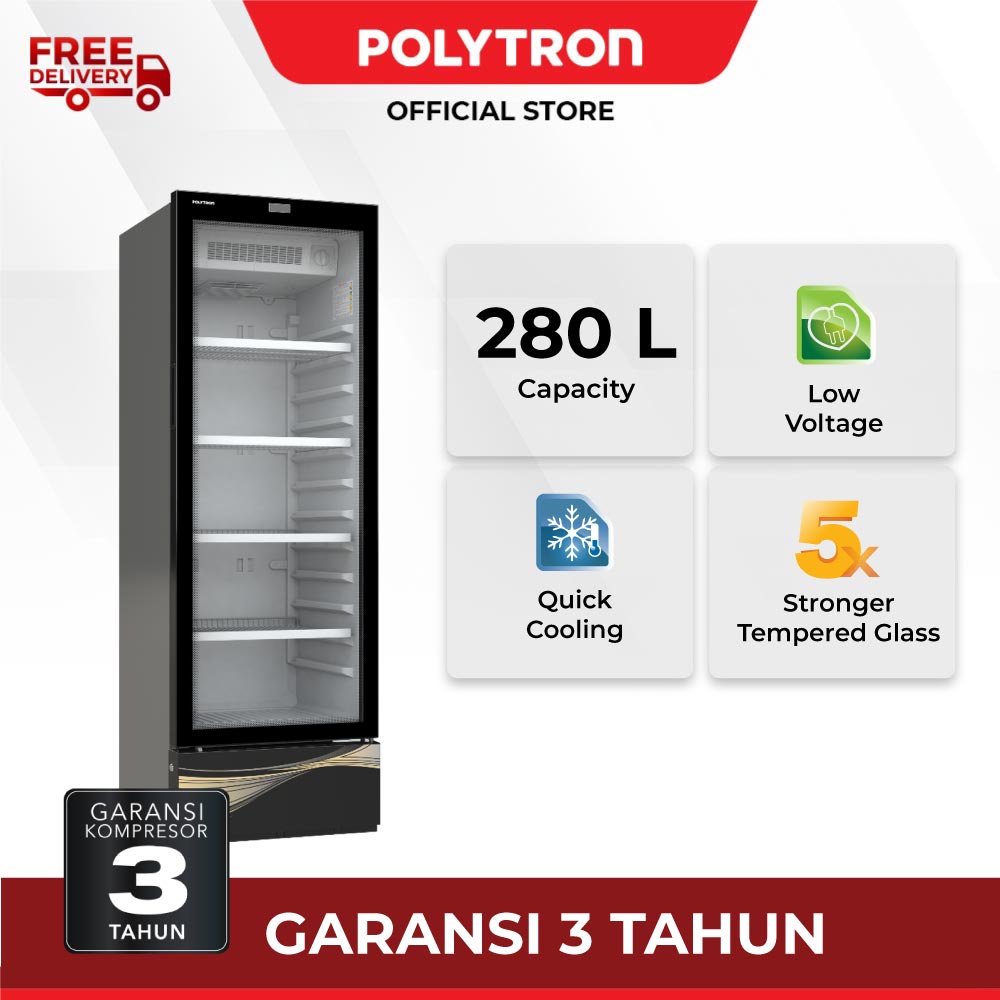 Jual POLYTRON Showcase Glazell 280 Liter SCN 238X | Shopee Indonesia