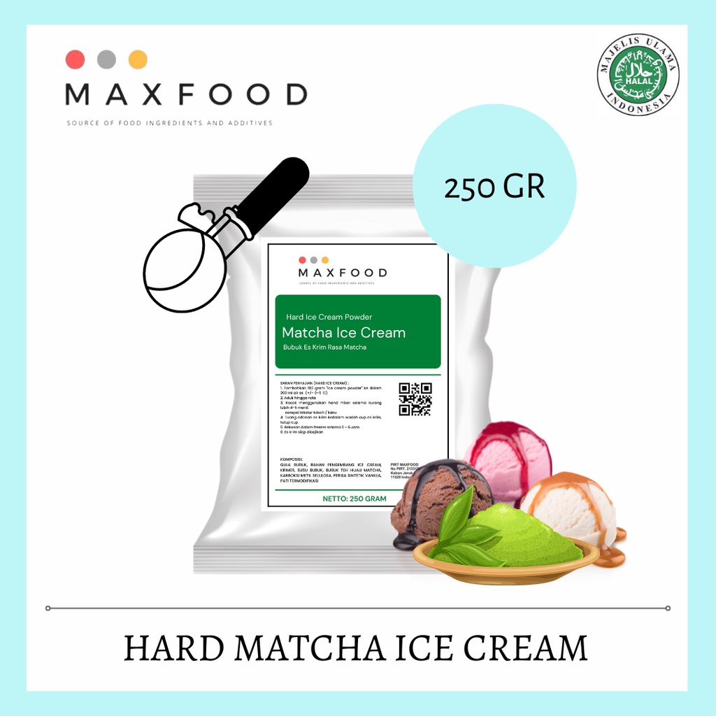 Jual MAXFOOD - Hard Matcha Ice Cream / Bubuk Es Krim Rasa Matcha 250 GR ...