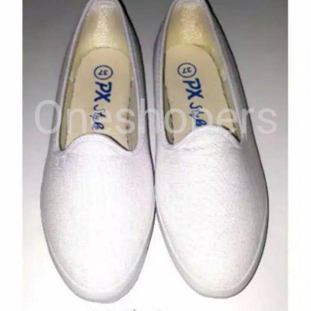 Jual PRODUK- SEPATU FLAT WANITA KANVAS PUTIH POLOS PX STYLE (098 ...