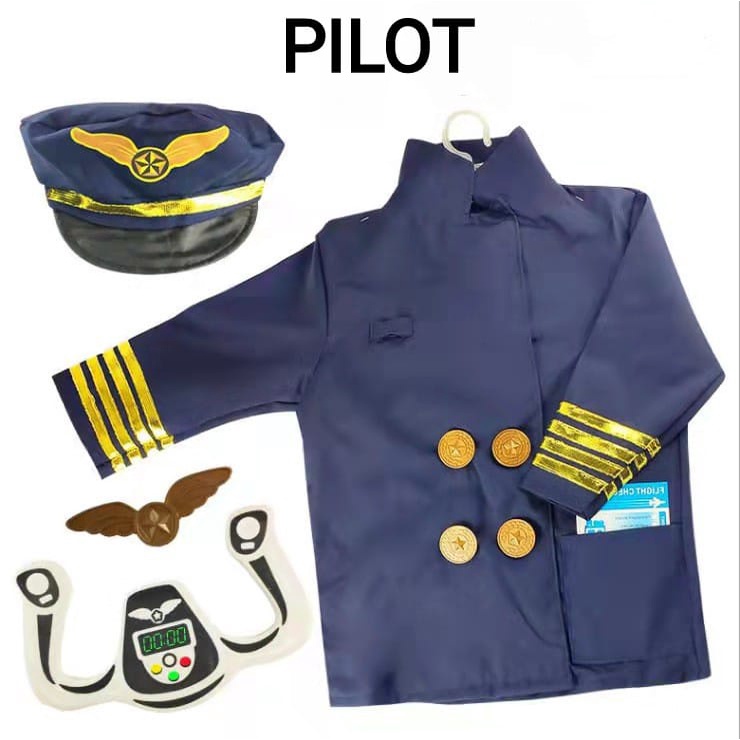 Jual Kostum Profesi Pilot Anak Aksesoris Seragam Penerbangan Pesawat ...
