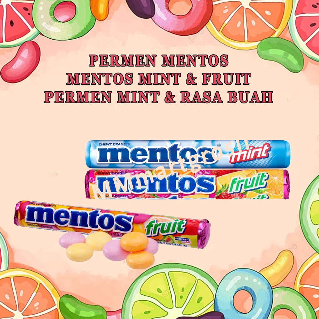 Jual Permen Mentos / Mentos Mint & Fruit / Permen Roll Rasa Buah & Mint ...