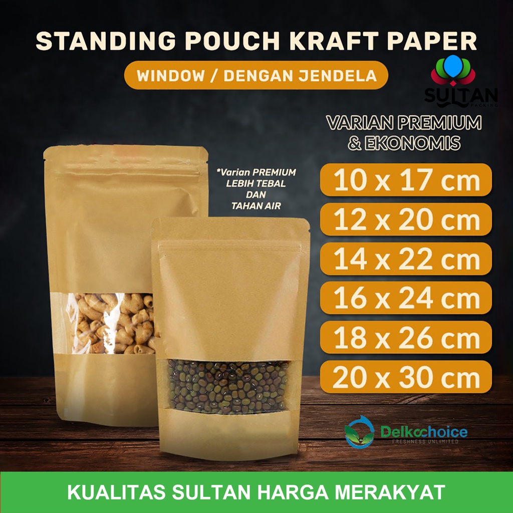 Jual STANDING POUCH KRAFT PAPER COKLAT WINDOW / PLASTIK KLIP KRAFT ...