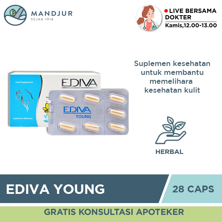 Jual Ediva Young 28 Kapsul - Memelihara Kesehatan Kulit | Shopee Indonesia