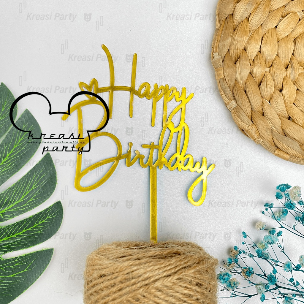 Jual Cake Topper Happy Birthday Gold #24 / Topper Cake Dekorasi Kue ...