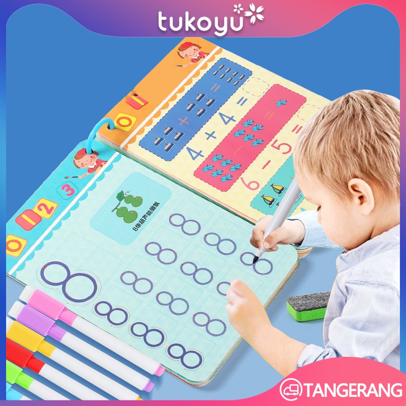Jual 64 Pages Magic Workbook Reusable/Pen Control Training Book/Dot To ...