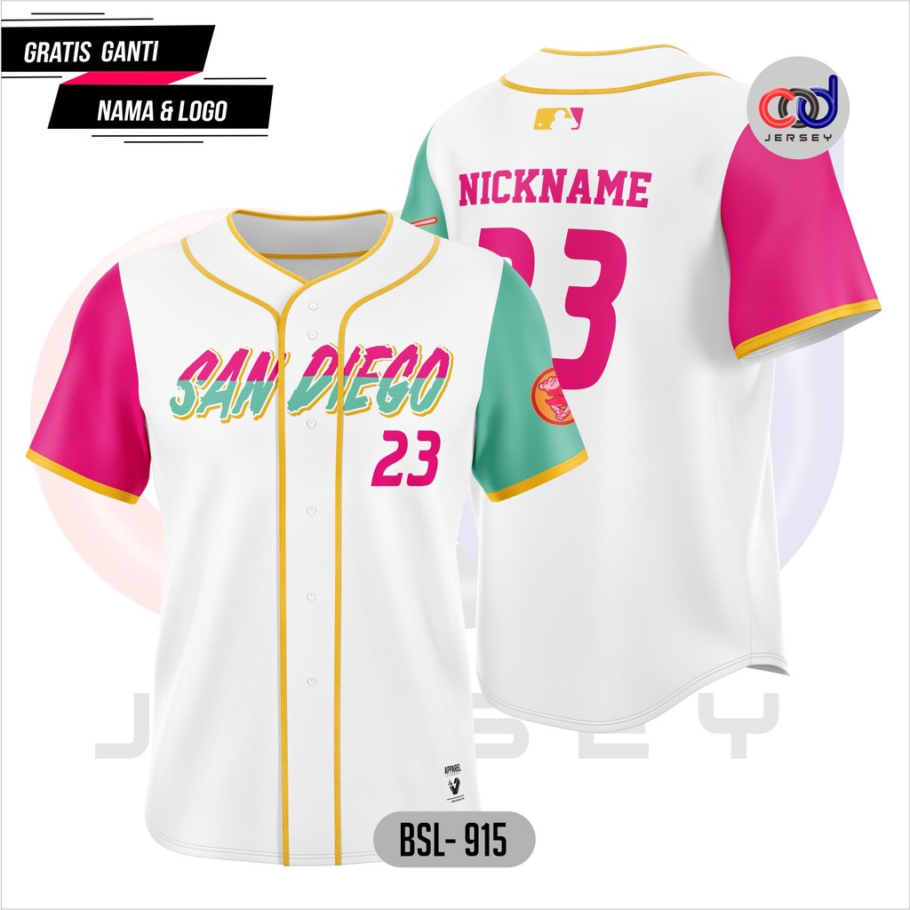 Jual Jersey/Baju Baseball Anak/Dewasa San Diego Bisa Costum Nama Dan ...