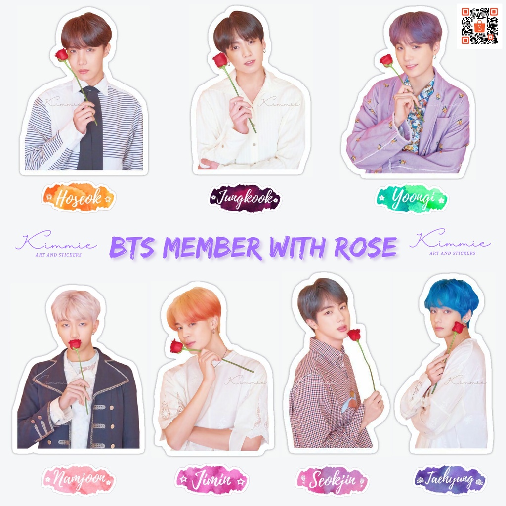 Jual Stiker BTS Member with Rose | Stiker Bangtan BTS Lengkap dengan ...