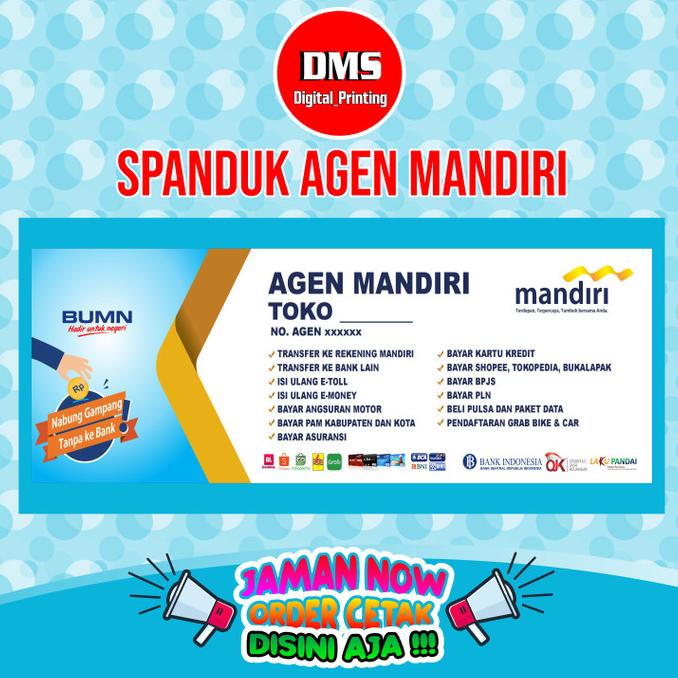 Jual [ COD ] SPANDUK,BANNER BACKDROP AGEN MANDIRI UK.200X100cm | Shopee ...