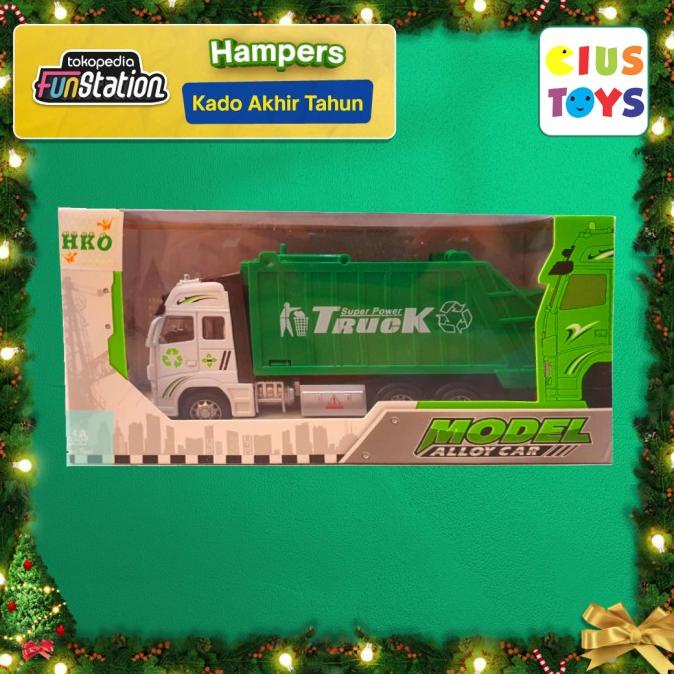 Jual Mainan Diecast Mobil Metal Garbage Truck Truk Sampah Pull Back ...