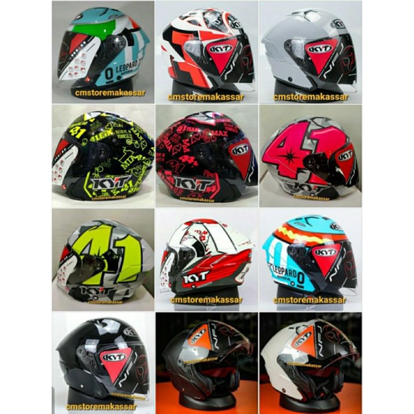Jual Helm KYT NFJ Half Face Solid Dan Motif SNI DOT Double Visor ...