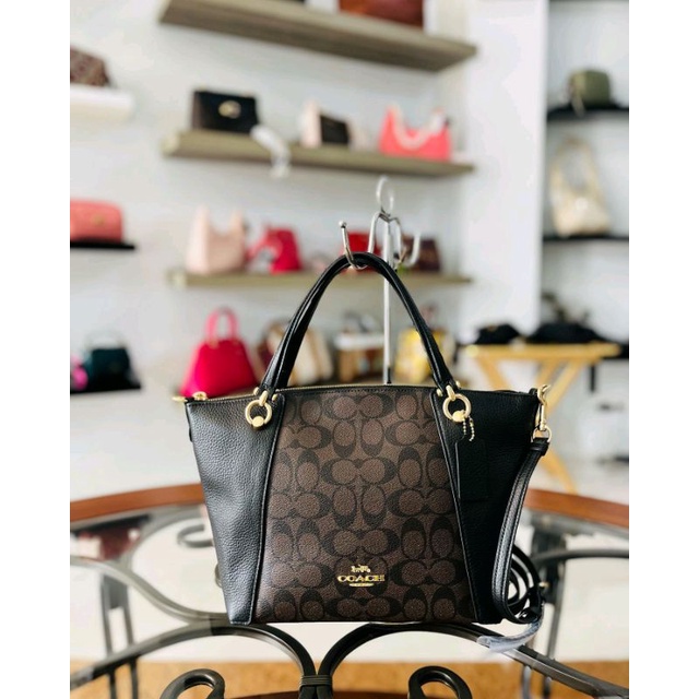 Jual COACH SIGN KACEY SATCHEL BROWN BLACK | Shopee Indonesia