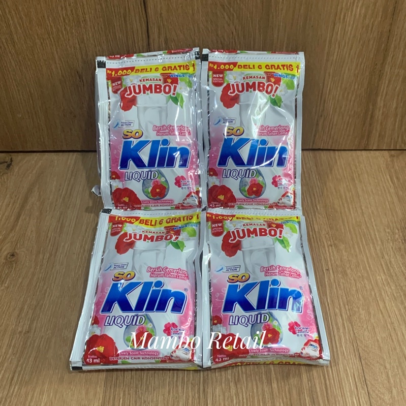 Jual So Klin Detergent Liquid Kemasan Renceng Jumbo isi 12sachet+2 ...