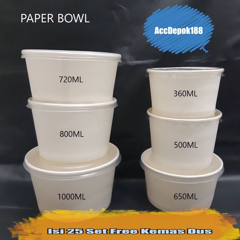 Jual Paper Bowl 650ml / Rice Bowl 650ml / 650 / Mangkok Kertas + LID ...