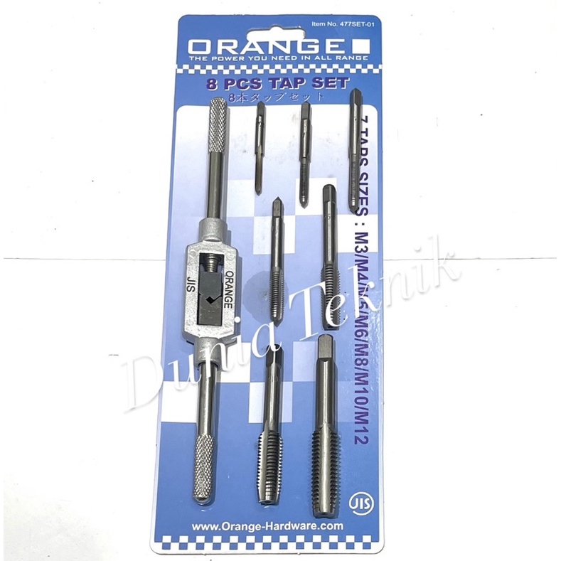 Jual Tap And Die Set 8 Pcs ORANGE Tap Dies Tap Snai Senai Ulir Drat Mur ...