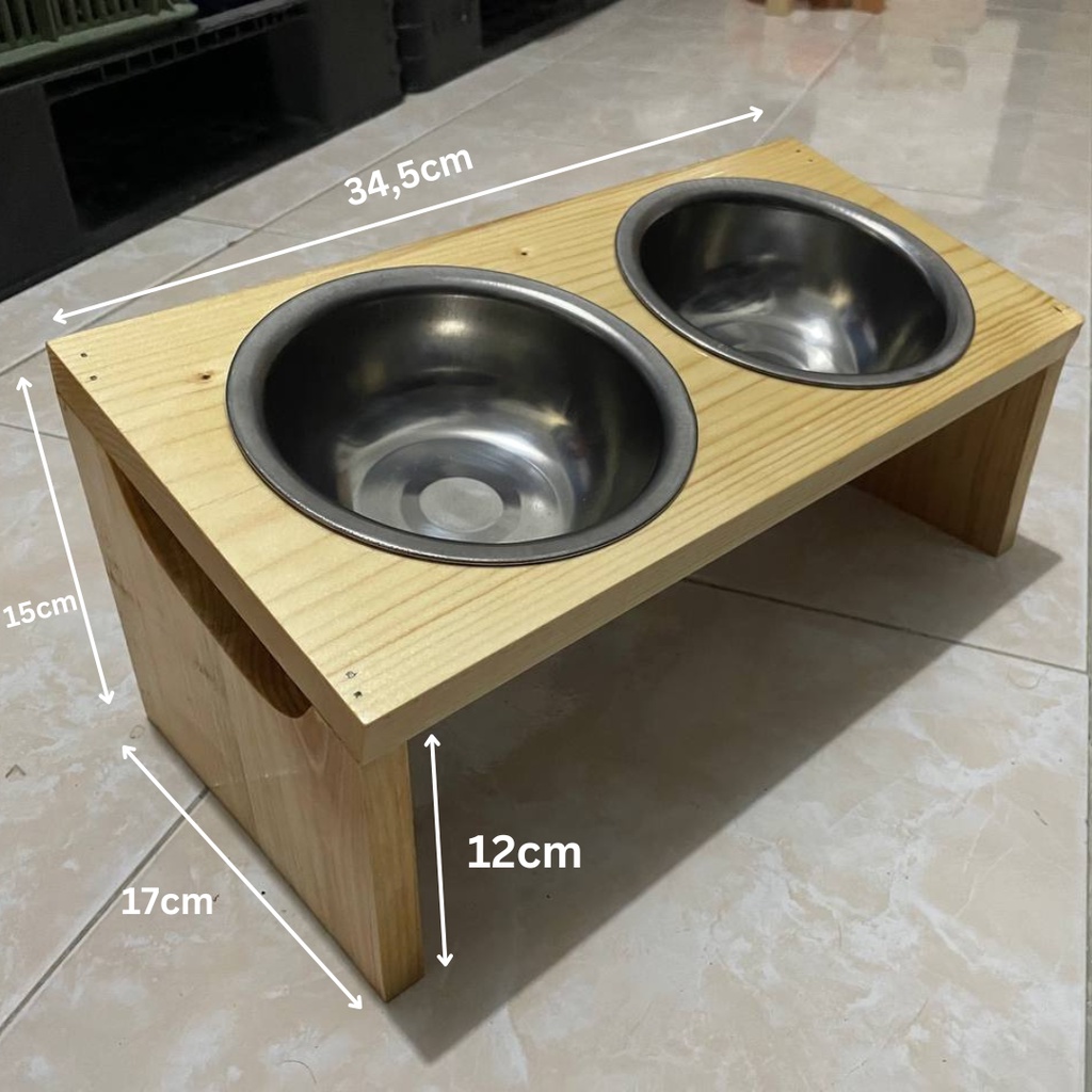 Jual Pet Bowl wooden cat food stand KOTAK TEMPAT MAKAN DAN MINUM KUCING ...