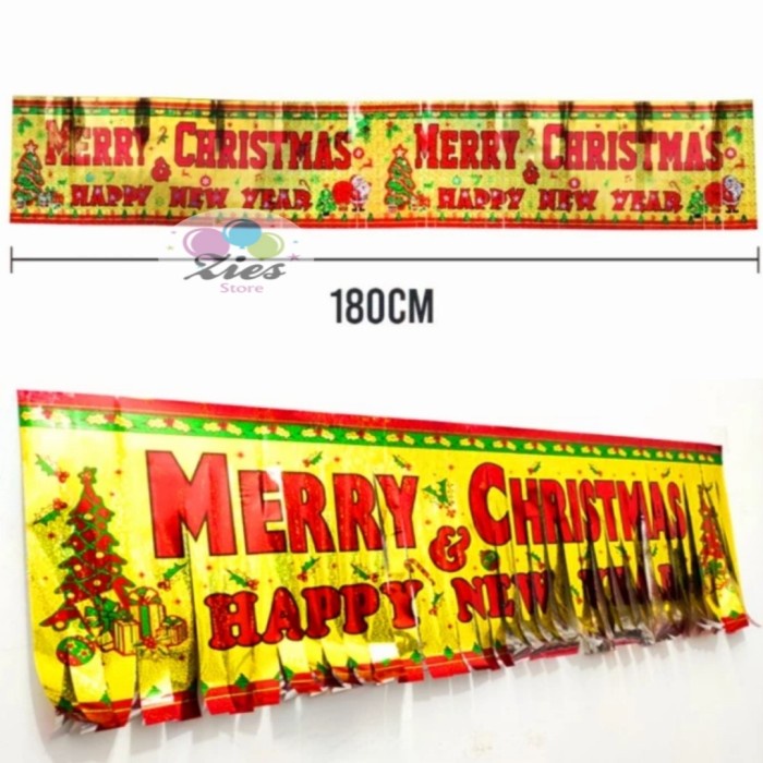 Jual banner garland merry christmas happy new year hiasan dekorasi ...