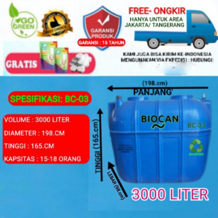 Jual Septic Tank Bio Biotech Biotank Biofilter Biofil Sepiteng 3000 ...
