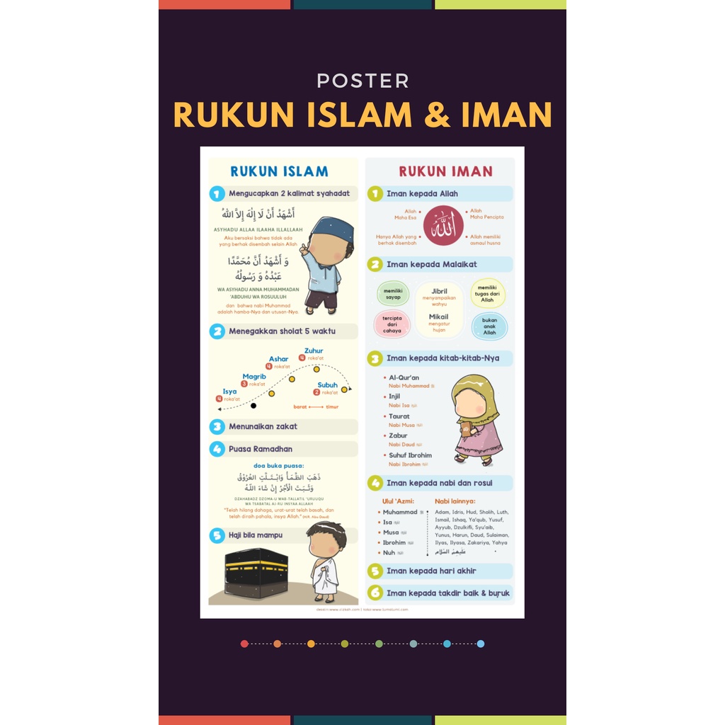 Jual Poster Belajar – Rukun Iman & Islam | Shopee Indonesia
