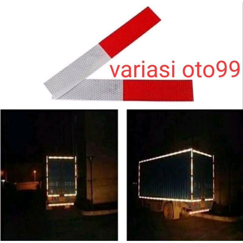 Jual Sticker Reflektor Truk Bak Safety Reflective Stiker Merah Putih ...