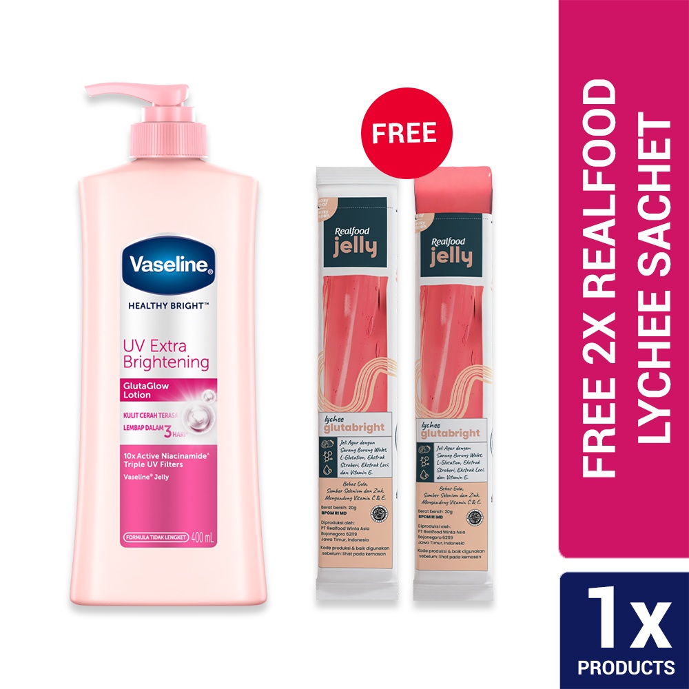 Jual Buy 1 Vaseline UV Extra Brightening 400ml Free 2x Sachet Realfood ...