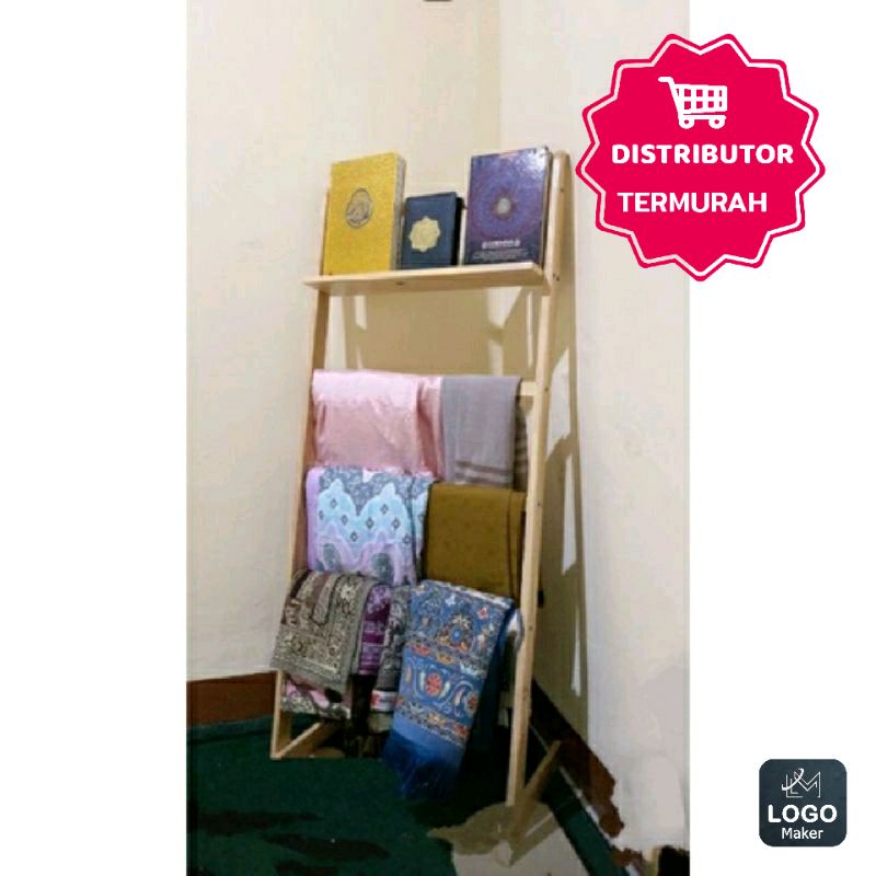 Jual Rak Tangga Kayu Ladder Hanger Mukena Hijab Jilbab Sajadah Mukena ...