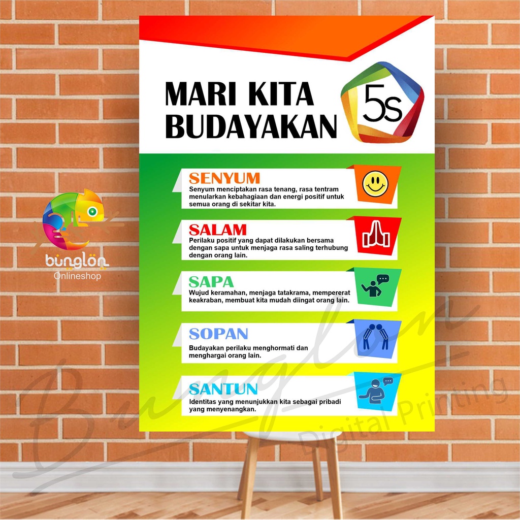 Jual Poster Budayakan 5S , Poster Anak SD | Shopee Indonesia