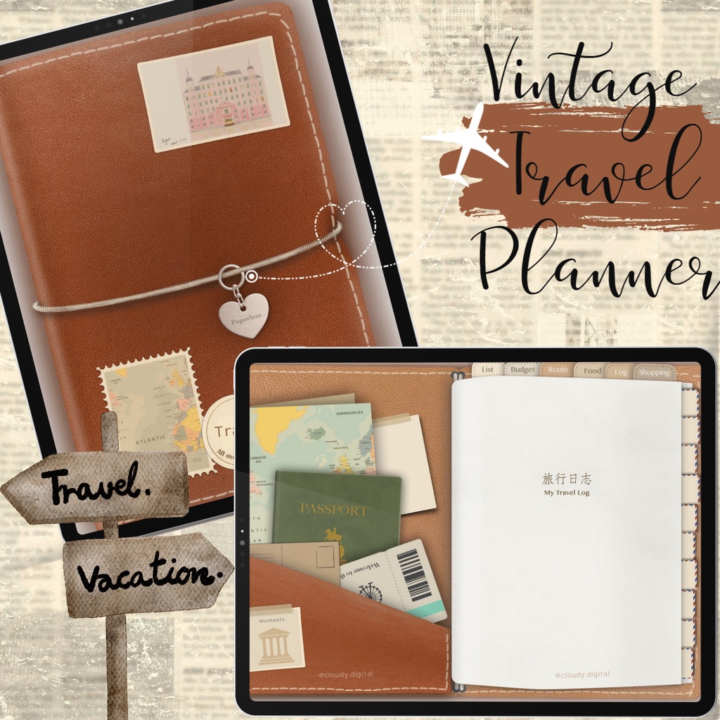 Jual Travel Journal Digital Planner --- Vintage Travel Planner | Shopee ...