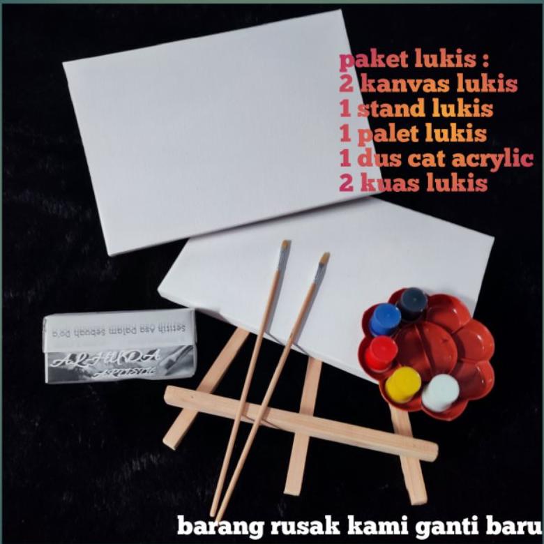 Jual PAKET MELUKIS / KANVAS LUKIS 20X30 2PCS / PALET 1 / KUAS 2 / CAT ...
