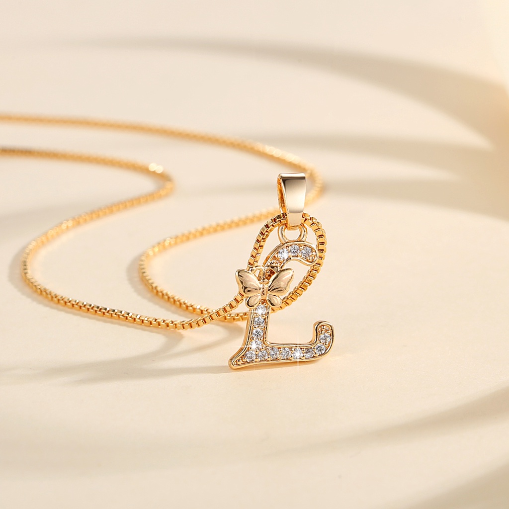 Jual Y929 [COD ]Kalung Emas 18k Dengan Liontin Inisial Alfabet Bahan ...