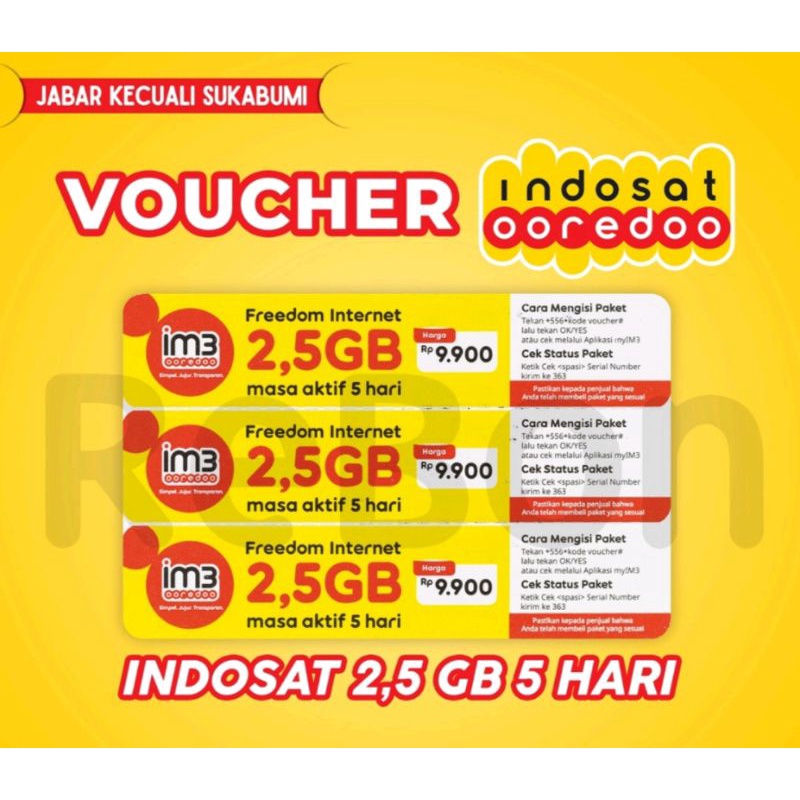 Jual VOUCHER INDOSAT 2,5 GB 5 HARI | Shopee Indonesia