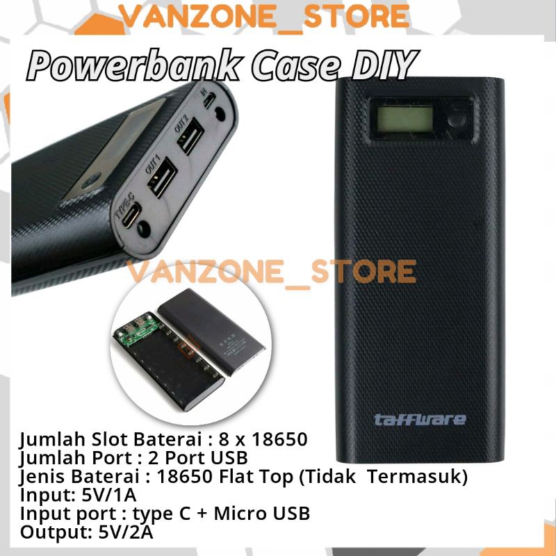 Jual DIY Power Bank Case USB Type C Dual Output & LCD 8 Slot Baterai ...