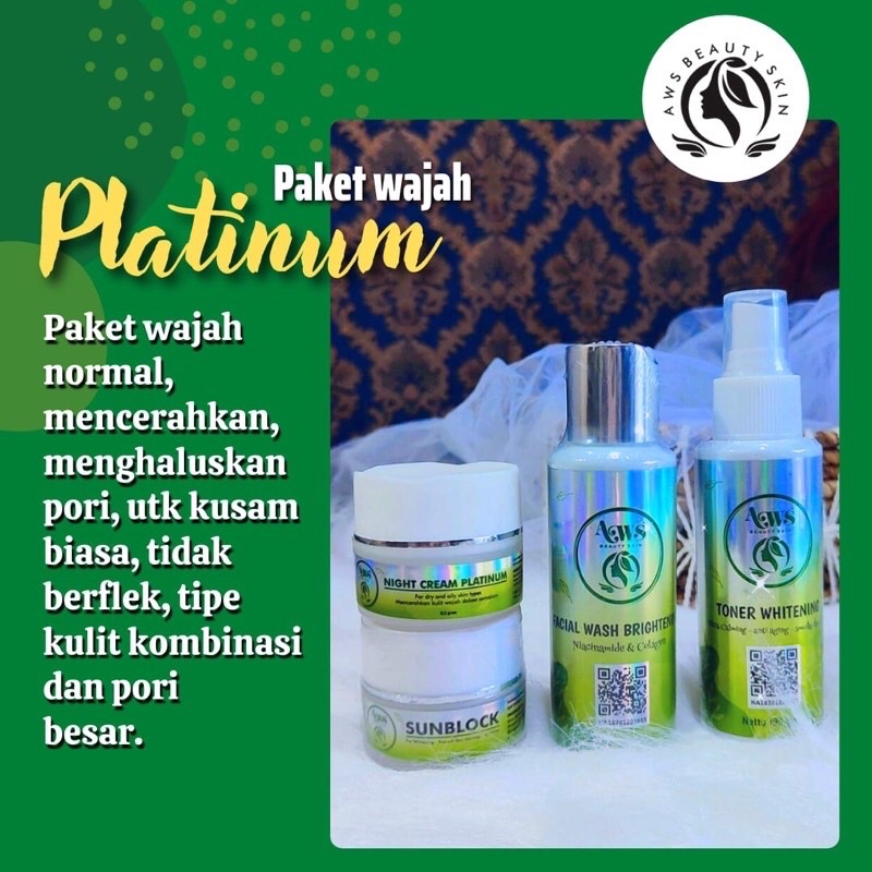 Jual Paket Wajah Platinum AWS FREE POUCH+GIFT(pil pinang/misk thaharah ...