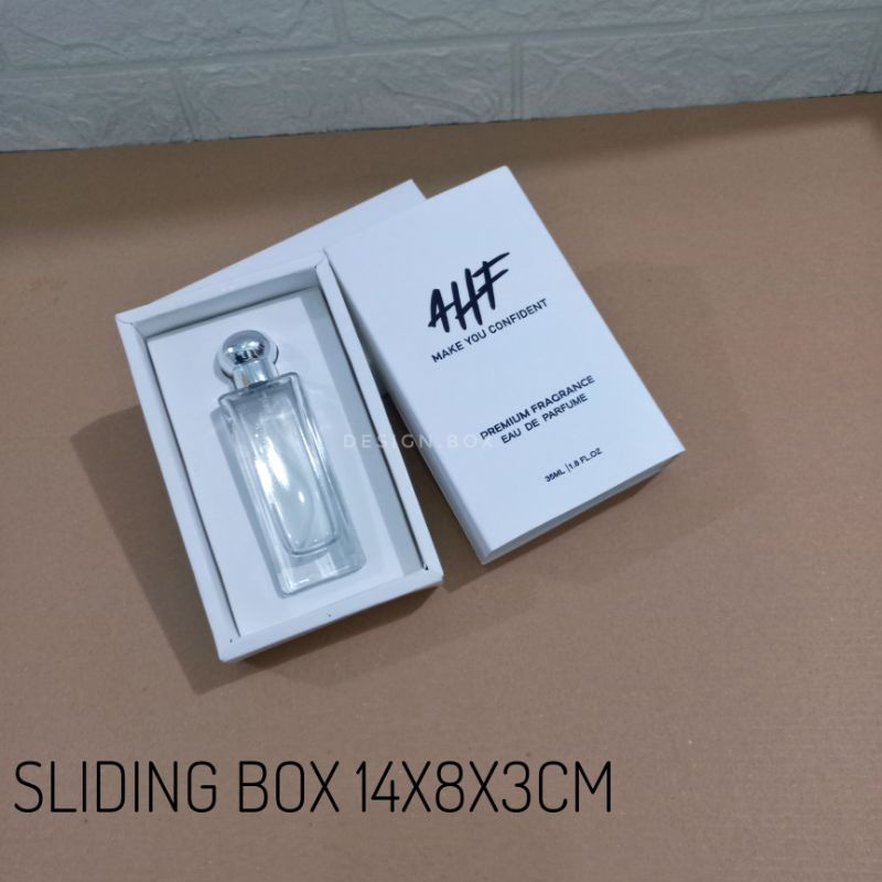 Jual BOX PARFUM PUTIH CETAK HOTPRINT 14X8X3CM | SLIDING BOX 14X8X3CM ...