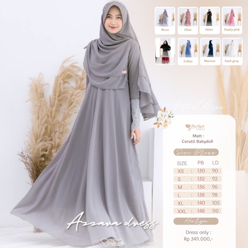 Jual GlizHijab | Azzarah Dress - Dress Only Premium Bahan Cerutti ...