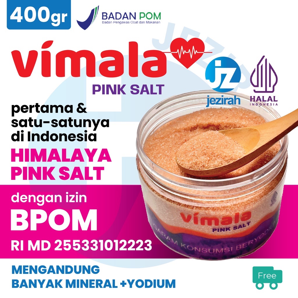 Jual VIMALA Garam Himalaya Pink Salt Original 400gr dengan izin BPOM ...