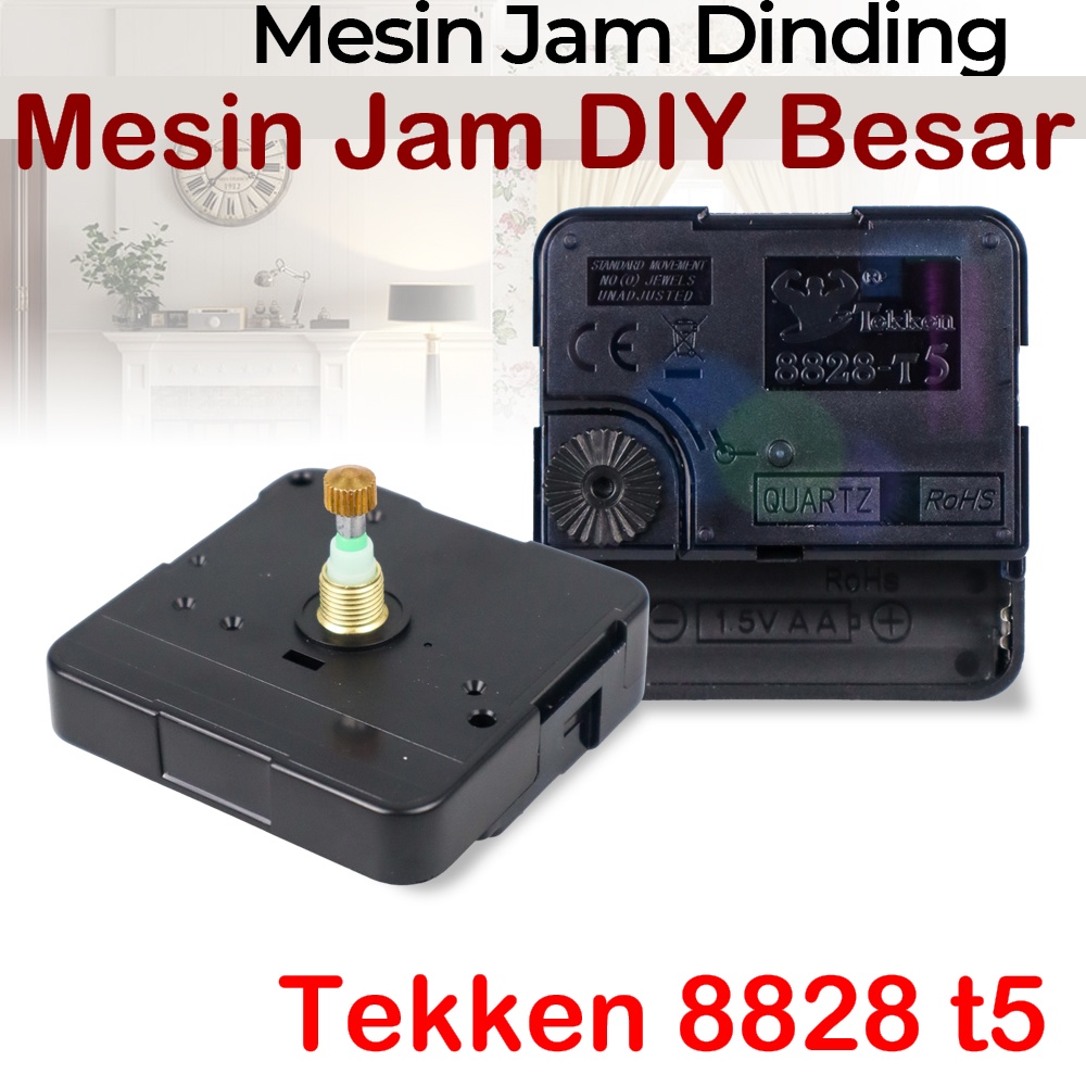 Jual Tekken 8828-T5 Mesin Jam Dinding DIY Besar Replacement Quartz ...