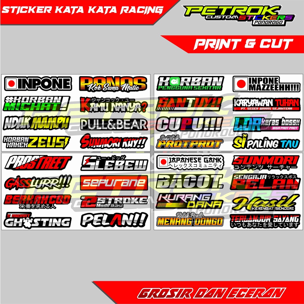 Jual STIKER PACK KATA KATA / STIKER PRINT CUT / STIKER PACK RACING ...