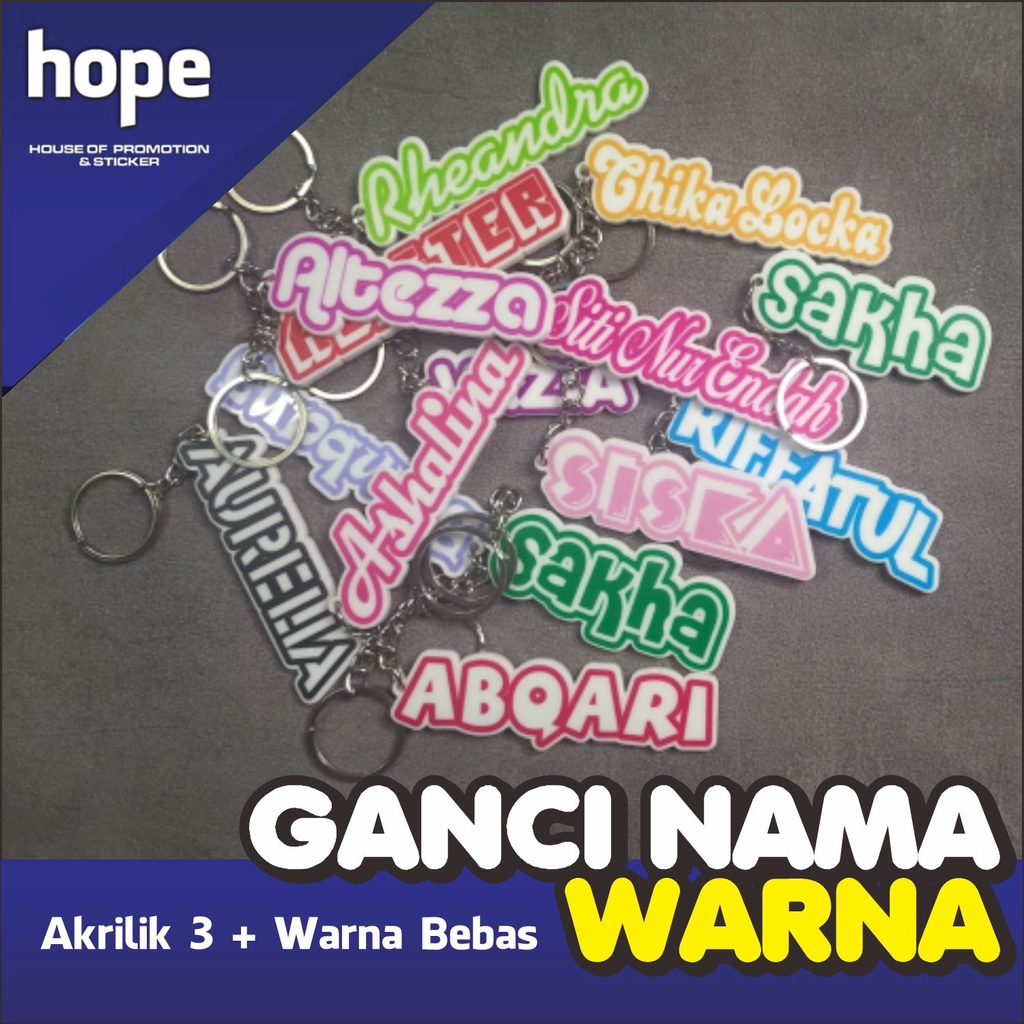 Jual Ganci Nama WARNA - Gantungan Kunci - Akrilik 3 mm | Shopee Indonesia