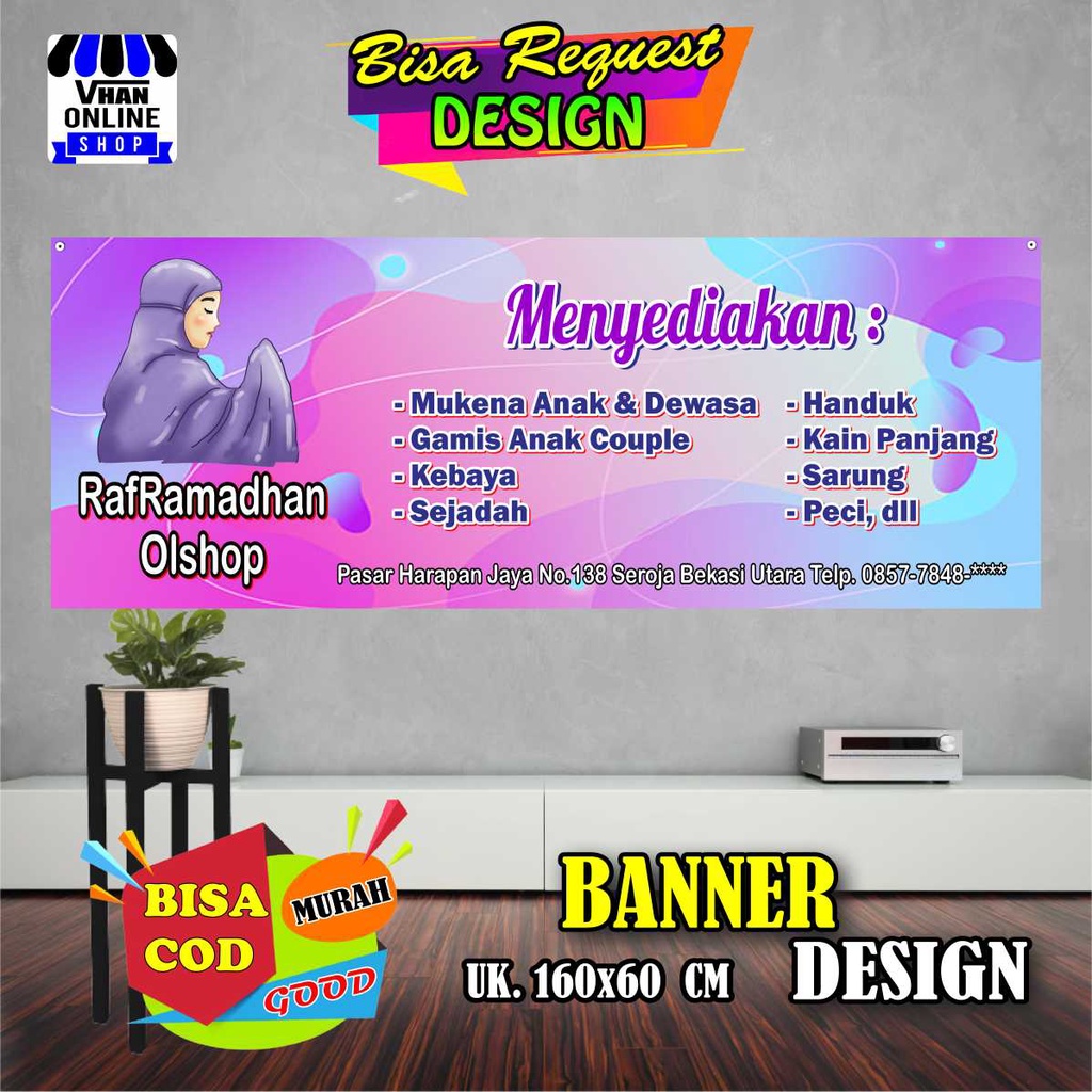 Jual Spanduk Banner Toko Busana, Jualan Mukena & Alat Sholat, Murah ...