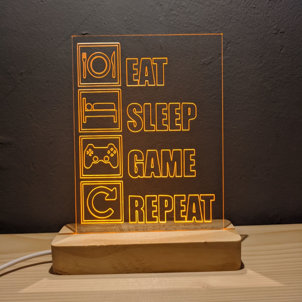 Jual Lampu Hias Lampu Tidur Akrilik LED EAT SLEEP GAME REPEAT ...