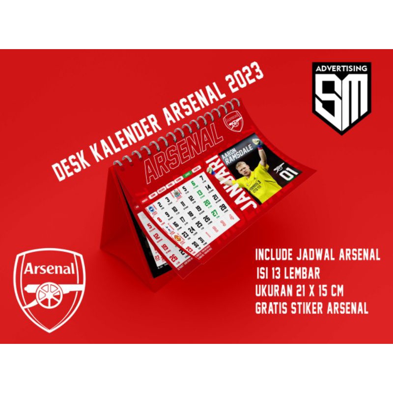 Jual kalender duduk/desk kalender/kalender meja arsenal liga inggris ...