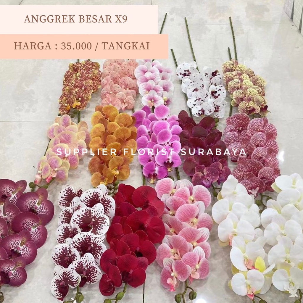 Jual [9 KEPALA] BUNGA PALSU ANGGREK BAHAN LATEX REAL TOUCH MIRIP ASLI ...