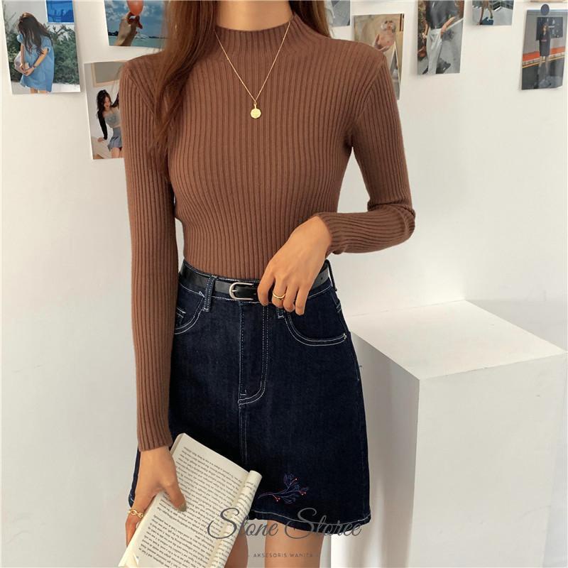 Jual Inner Sweater Wanita Rajut / Baju Rajut Turtleneck Knit Manset ...