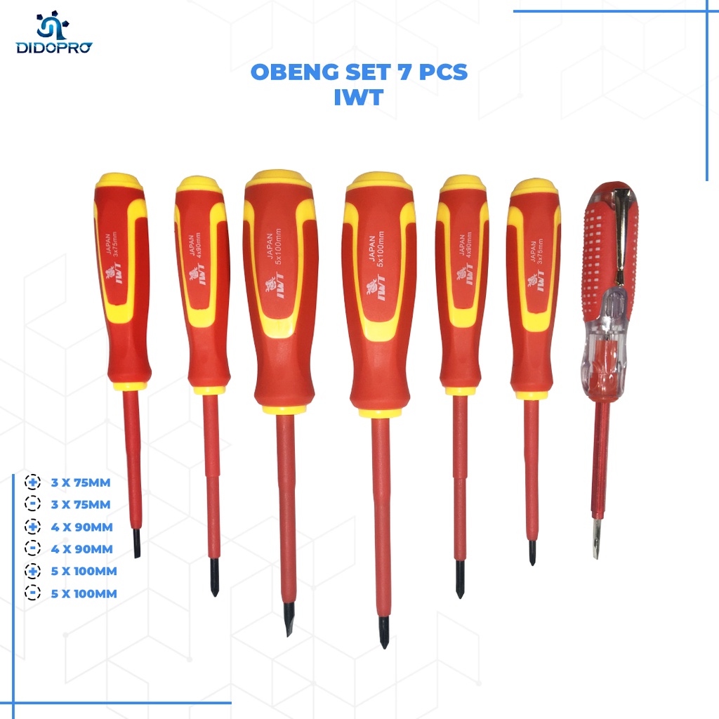 Jual Obeng set 7 plus minus obeng listrik set 7 pcs plus minus dan ...