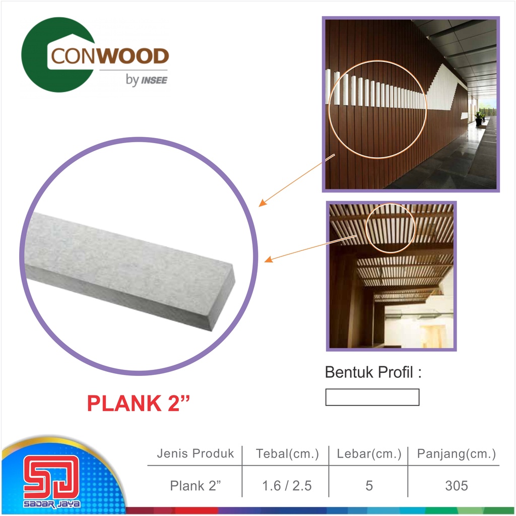 Jual Conwood Plank 2" Lebar 5cm Wall Decorative Dinding Luar Panel ...