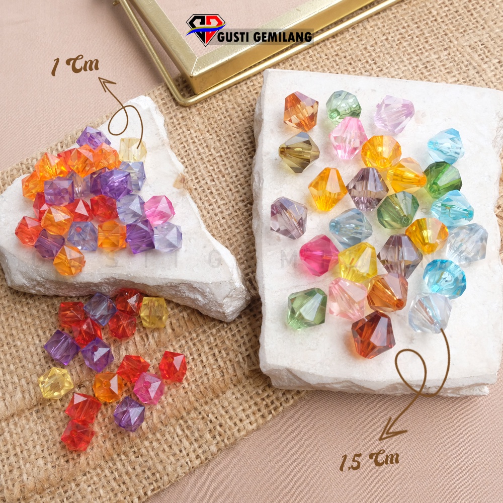 Jual 10 Gram Manik Diamond Bening Warna Warni Bahan Kerajinan Tangan ...