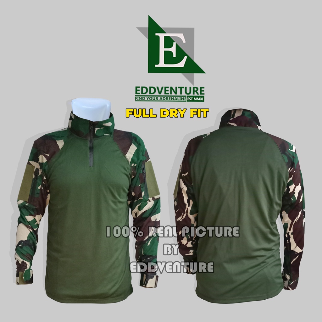 Jual Baju Kaos Lengan Panjang BDU Loreng Malvinas TNI Bahan Full Dry Fit Crew Neck Dri Fit ...