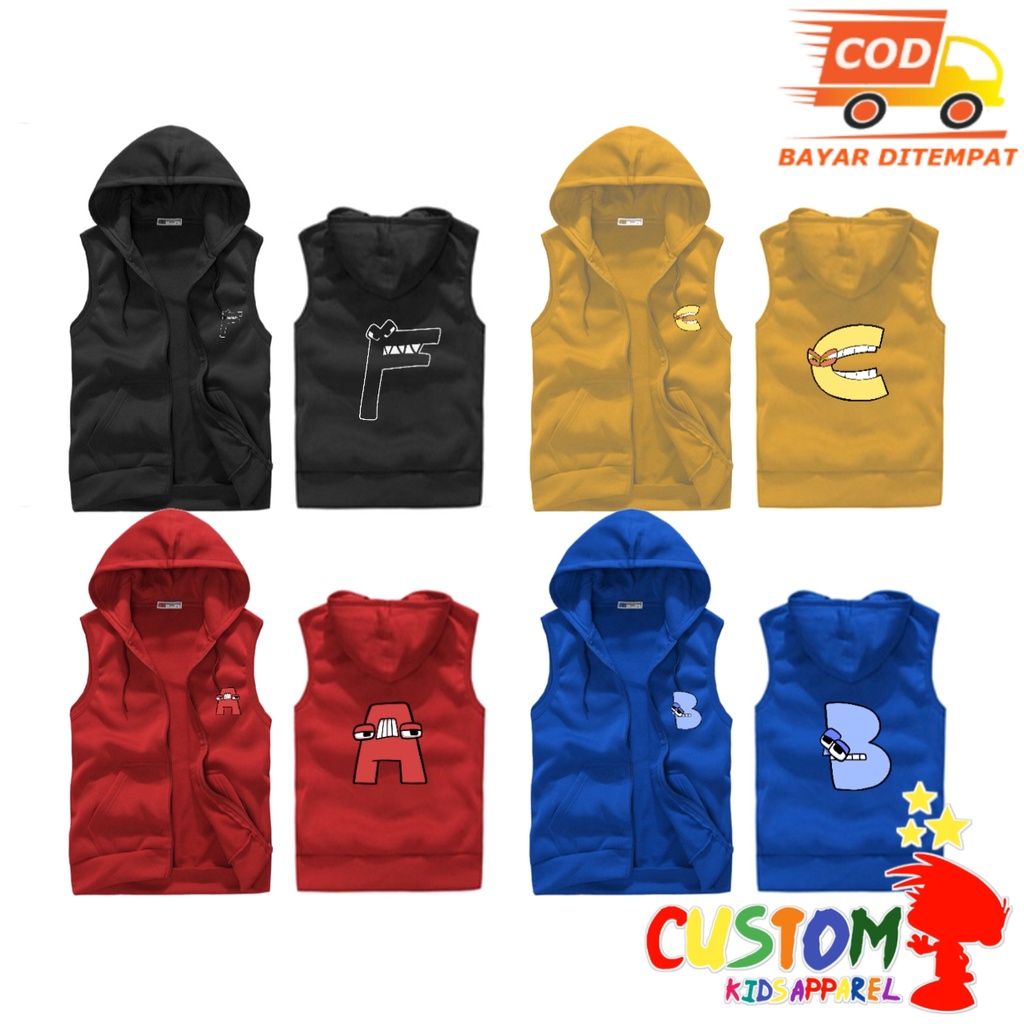 Jual Jaket Rompi Vest Anak Anak Alphabet Lore Karakter A B C - Z ...