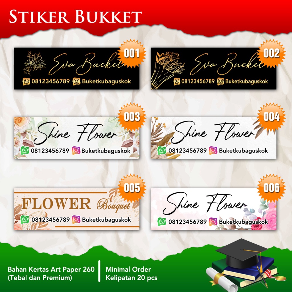 Jual stiker bucket // label custom // stiker buket | Shopee Indonesia