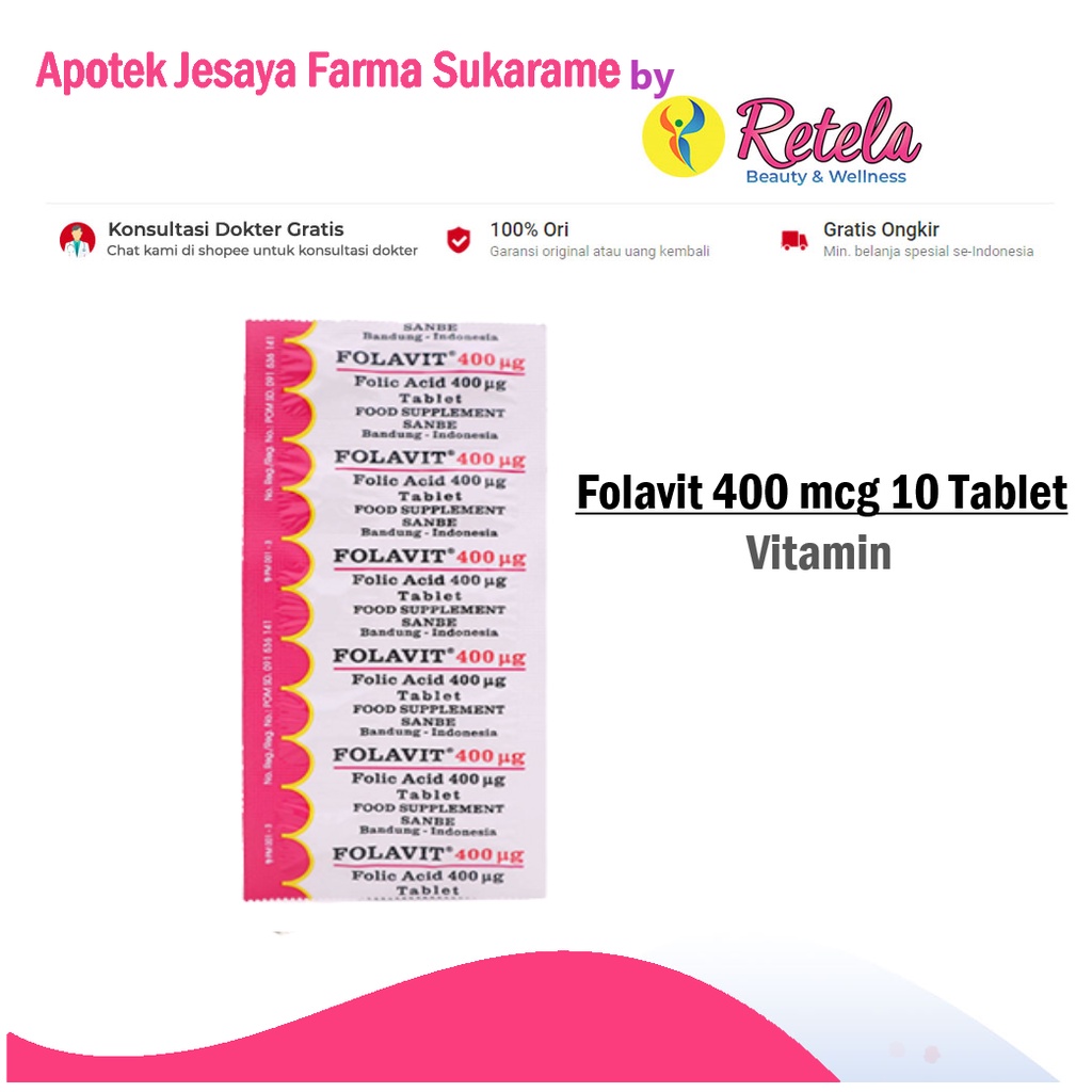 Jual FOLAVIT 400MG 1 STRIP 10 TABLET | Shopee Indonesia
